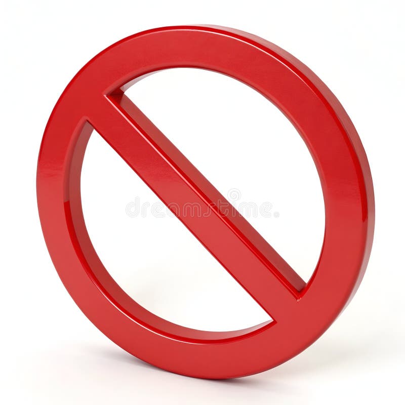 3D Red Prohibited Symbol Isolated on White Background Stock ...