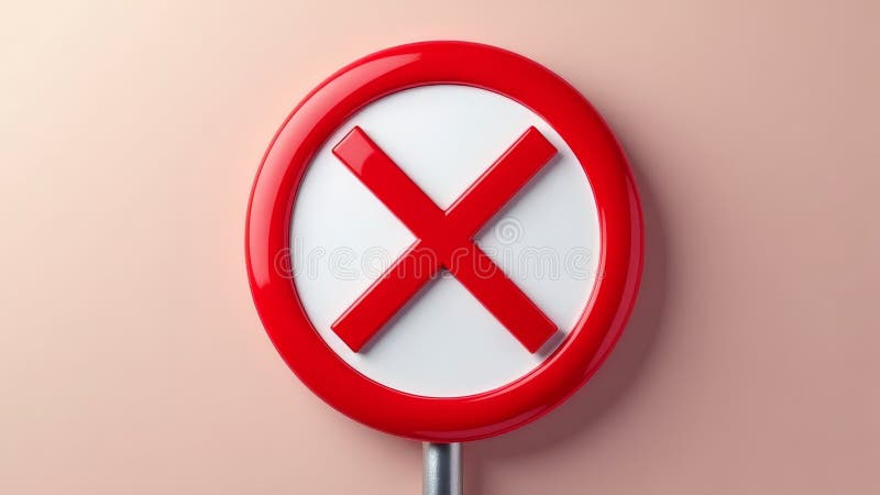 3d Red Prohibitory Road Accident Warning Sign on a Plain Background ...