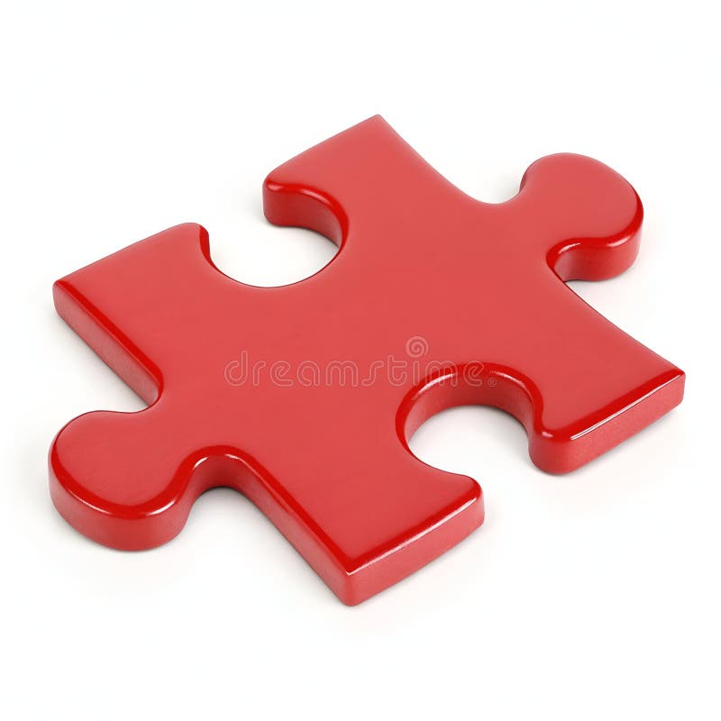 3D Red Puzzle Piece for Autism Awareness Campaign Stock Illustration ...