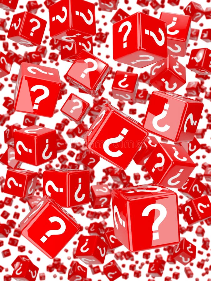 3d Red Question Mark Dice Falling Stock Illustration - Illustration of ...