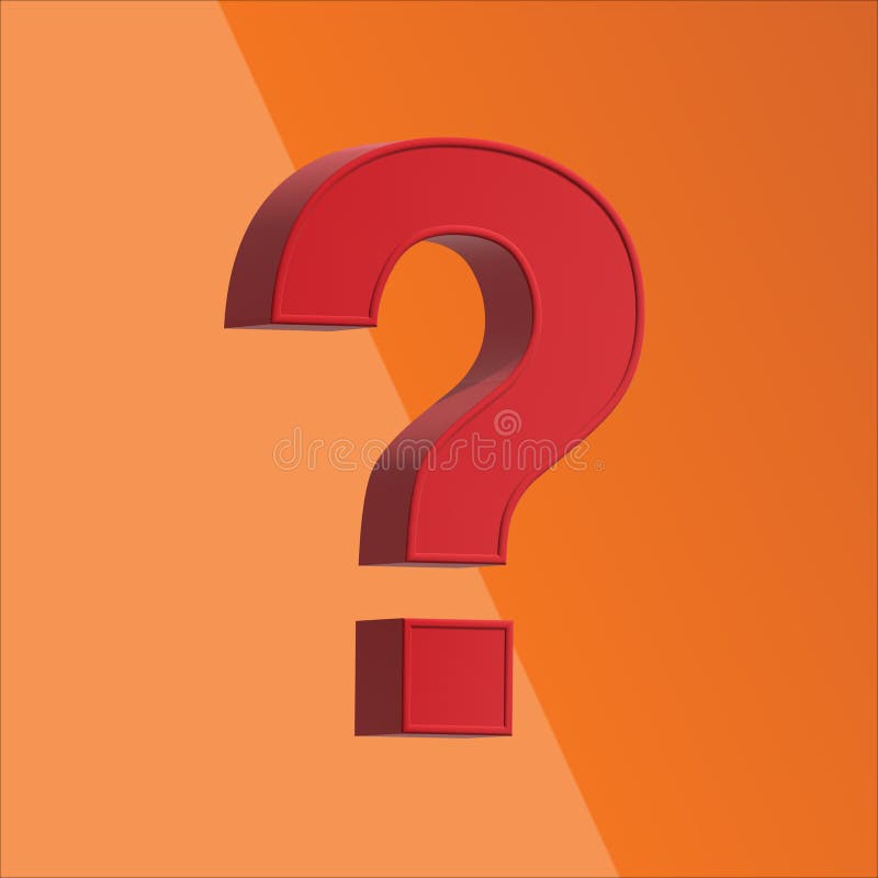 3D Red Question Mark on Orange Background Stock Illustration ...