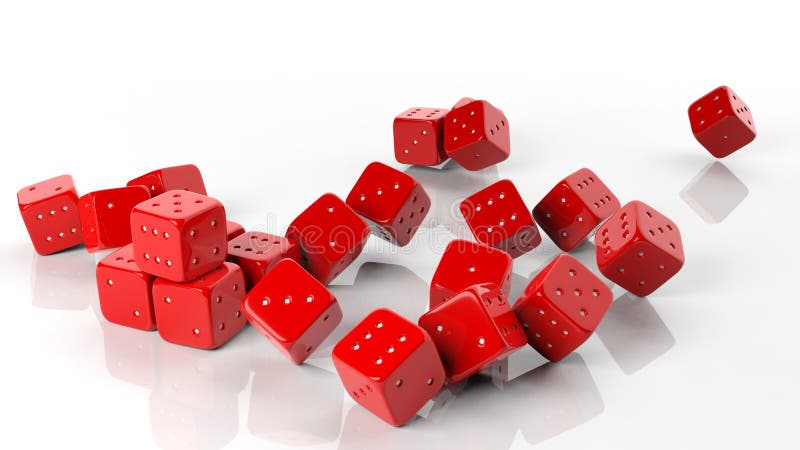 3D red rolling dice stock illustration. Illustration of lucky - 37014118