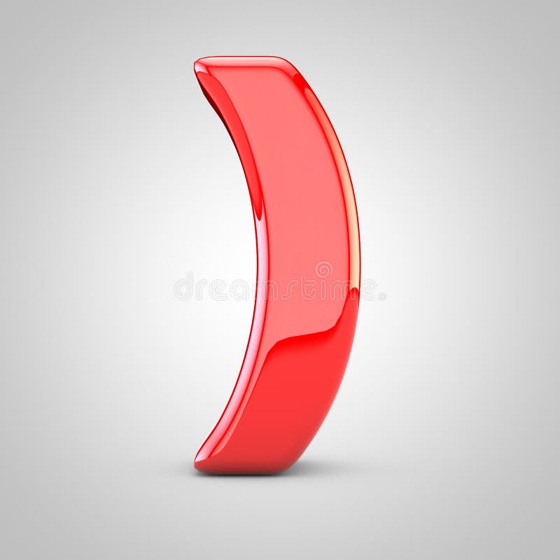 3D Red Round Brackets Symbol Isolated White Background Stock ...