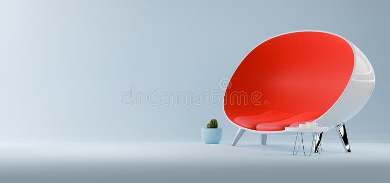 3d Red Round Sofa with Simple Interior Design Furnishings Stock ...