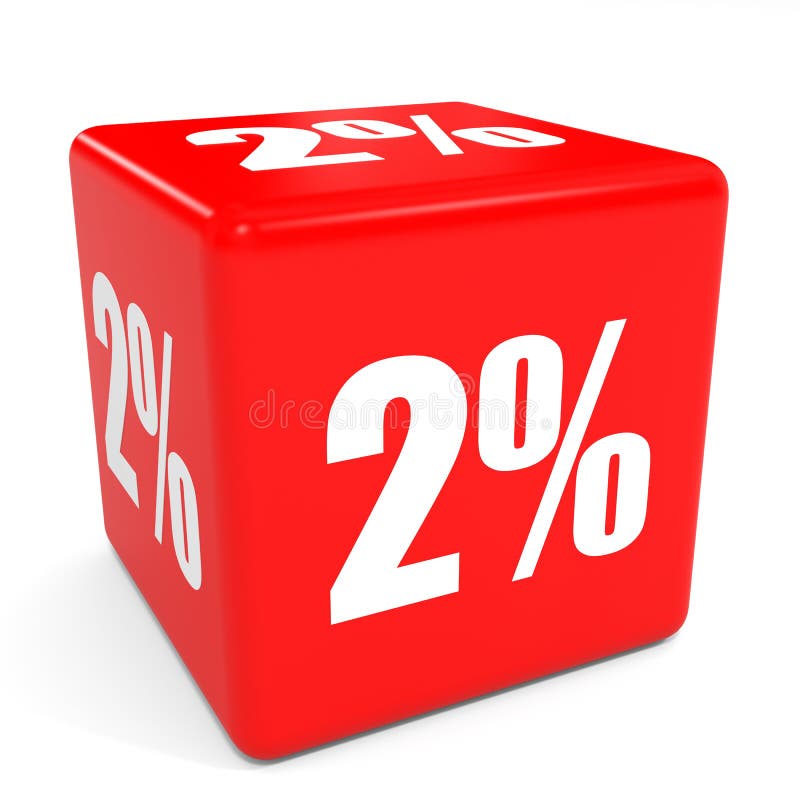 3D Red Sale Cube. 2 Percent Discount Stock Illustration - Illustration ...