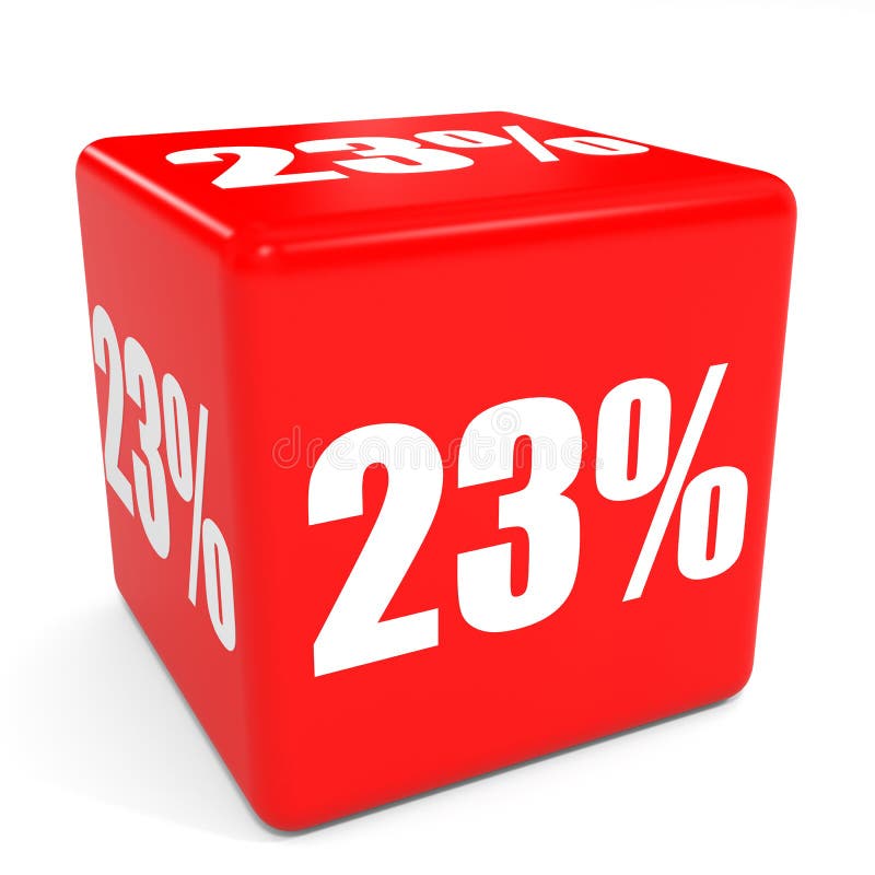3D Red Sale Cube. 23 Percent Discount Stock Illustration - Illustration ...
