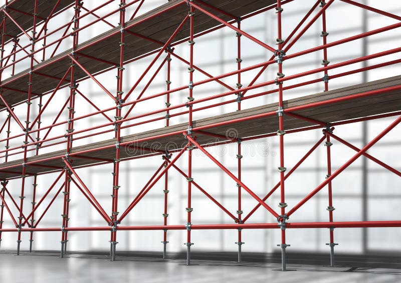 3D Red Scaffolding in Diagonal Taking Up All the Image. Stock ...