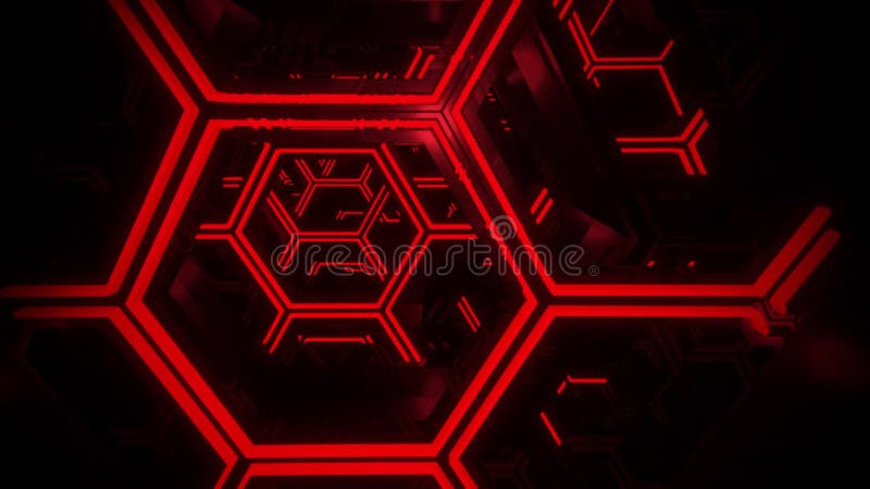 3D Red Sci-Fi Neon Hexagons VJ Loop Motion Background Stock Footage ...