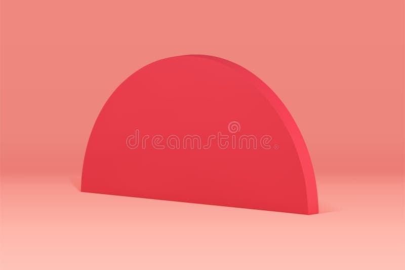 3d Red Semicircle Geometric Shape Vertical Curved Wall Minimalist Decor ...