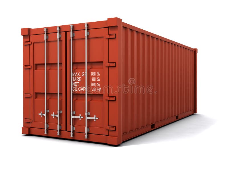 3d Red shipping container stock illustration. Illustration of port ...