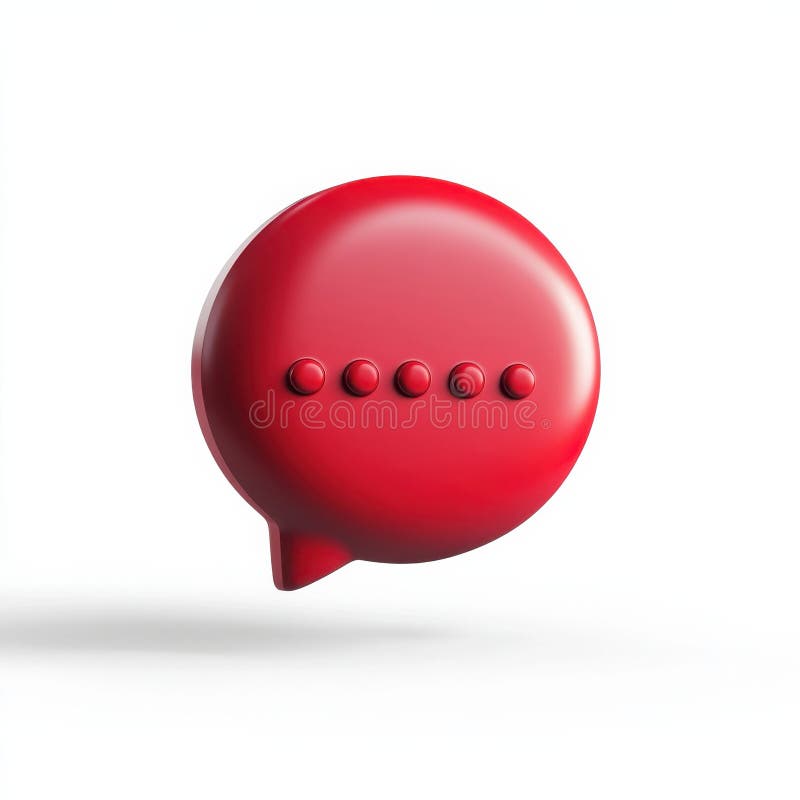 3D Red Speech Bubble Icon Representing Communication and Conversation ...