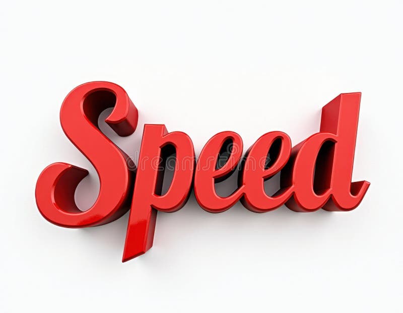 3D Red Speed Text on a White Background. Stock Illustration ...