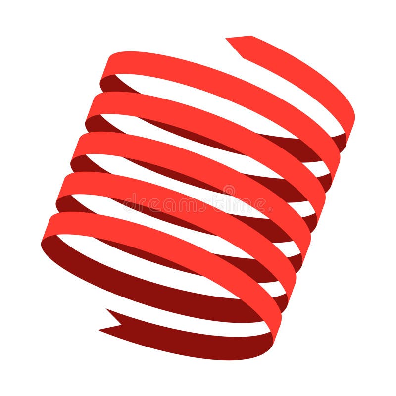 3D Red Spiral Shape Vector Illustration. Ribbon Icon in Isometric Style ...
