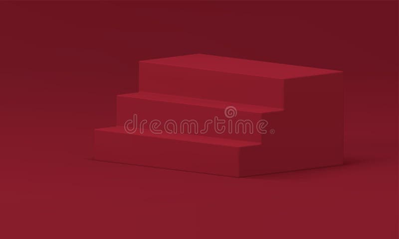 3d Red Stairway Geometric Podium Basic Foundation Steps Level Award ...