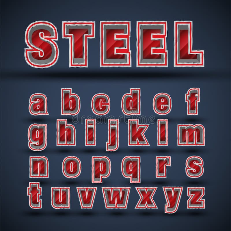 3D Red Steel Font Character, Vector Stock Vector - Illustration of ...