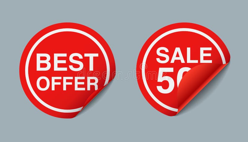 3D Red Sticker Price Tags Sale, Vector Stock Vector - Illustration of ...