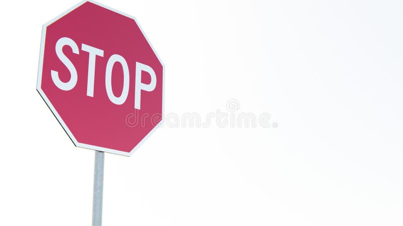 3D Red Stop Sign Render Digital Illustration of Road Traffic Symbol on ...