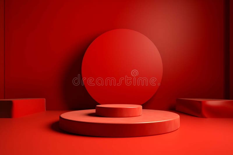 3d Red Studio Product Presentation - Generative Ai Illustration Stock ...