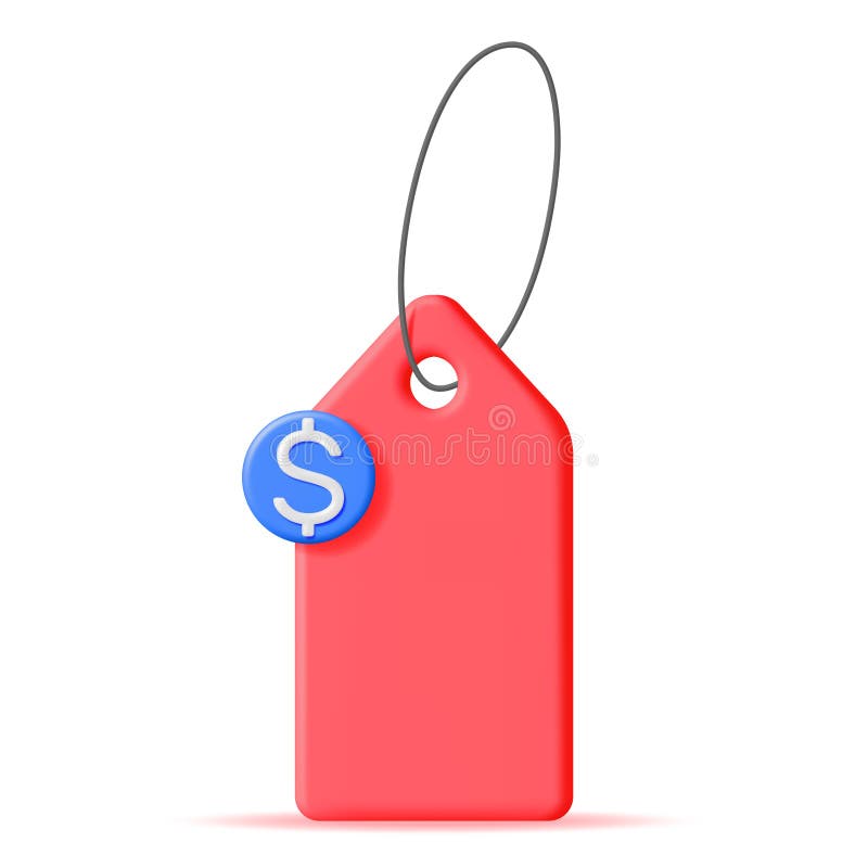 3D Red Tag with String and Dollar Sign Isolated Stock Vector ...
