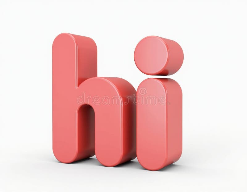 3D Red Text Hi on a White Background. Stock Illustration - Illustration ...