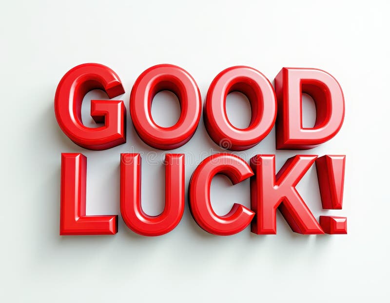 3D Red Text Saying GOOD LUCK! on a Light Background. Stock Illustration ...