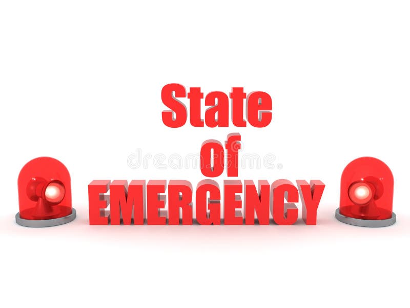 3D Red Text Saying State of Emergency Stock Illustration - Illustration ...