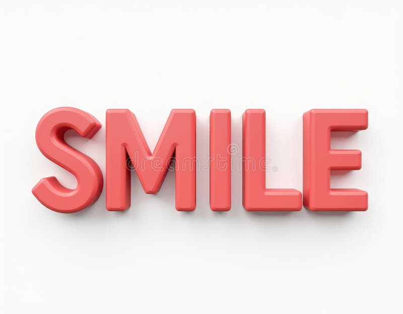 3D Red Text SMILE on a White Background. Stock Illustration ...
