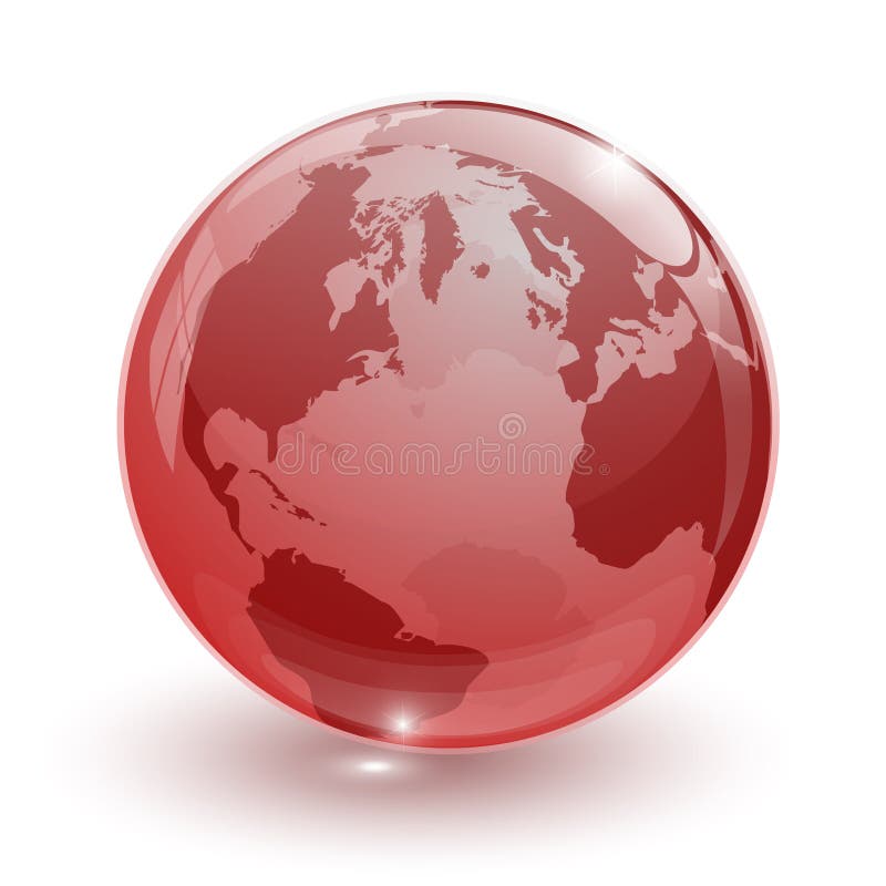 3d Red Transparent Glass Earth Globe Isolated Stock Vector ...