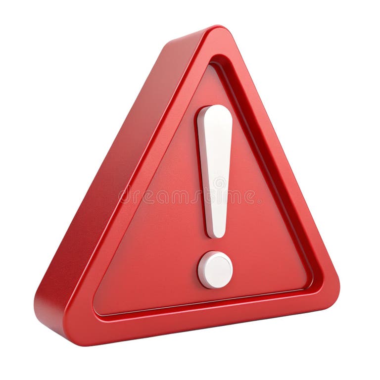 3D Red Triangular Warning Sign with Exclamation Mark Stock Illustration ...