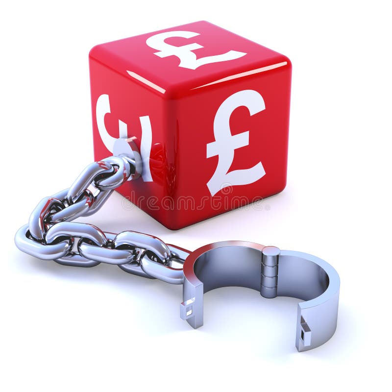 3d Red UK Pound Sybol Dice with Shackle Stock Illustration ...