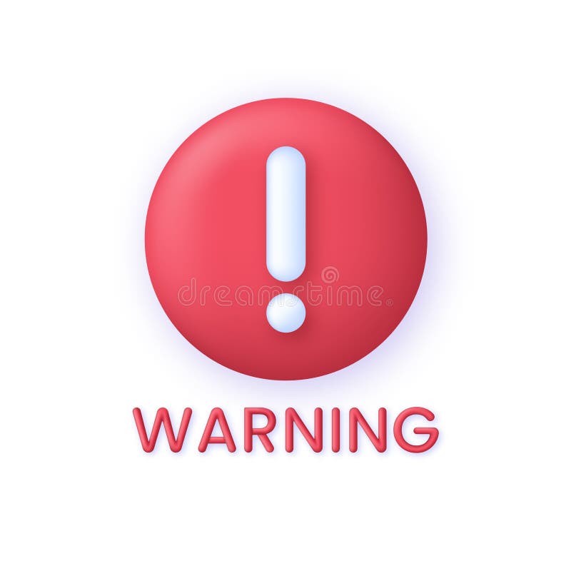 3D Red Warning Sign. Attention Concept. Modern Vector in 3d Style ...