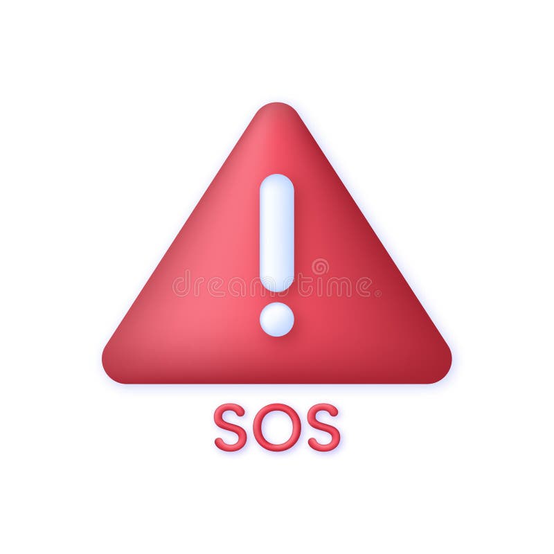 3D Red Warning Sign. Attention and SOS Concept Stock Vector ...