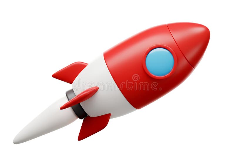 3D Red and White Rocket Icon Symbolizing Startup Growth, Innovation ...