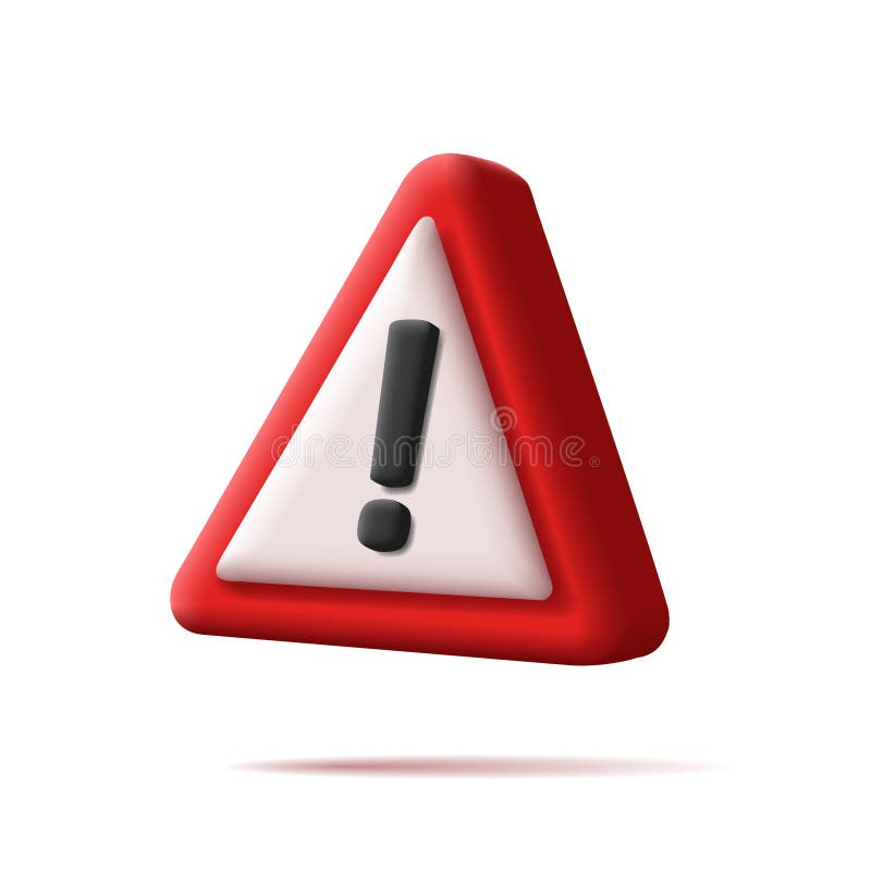 3d Red and White Triangle Warning Sign with Exlamation Mark Vector ...