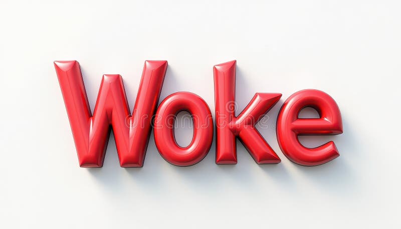 3D Red Woke Text on a White Background. Stock Illustration ...