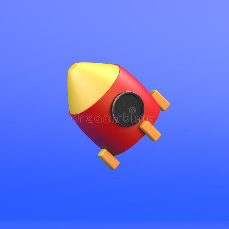 3D Red and Yellow Rocket Ship Stock Illustration - Illustration of ...