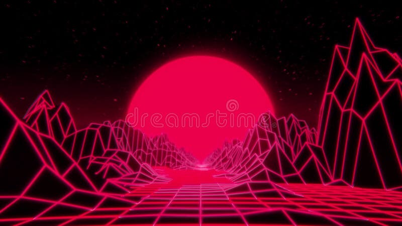 3D Reddish Pink Neon Retro Synthwave VJ Loop Motion Background Stock ...
