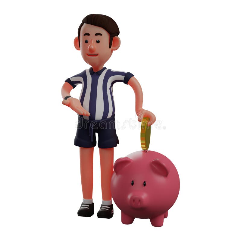 3D Referees Cartoon Illustration with a Pig Saving Stock Illustration ...