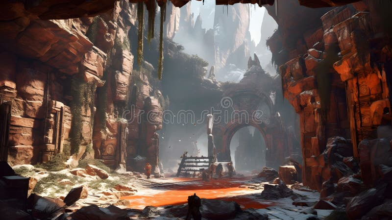 God of war environment stock image. Image of game, statue - 299581437