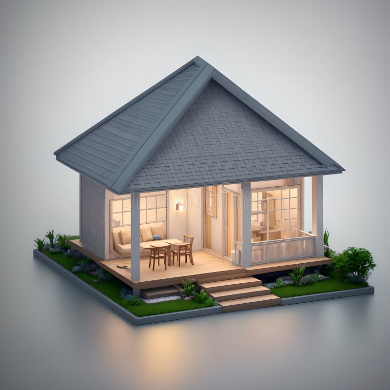 3D Reference Model of a Cute Small House for Warm Climate, AI Generated ...