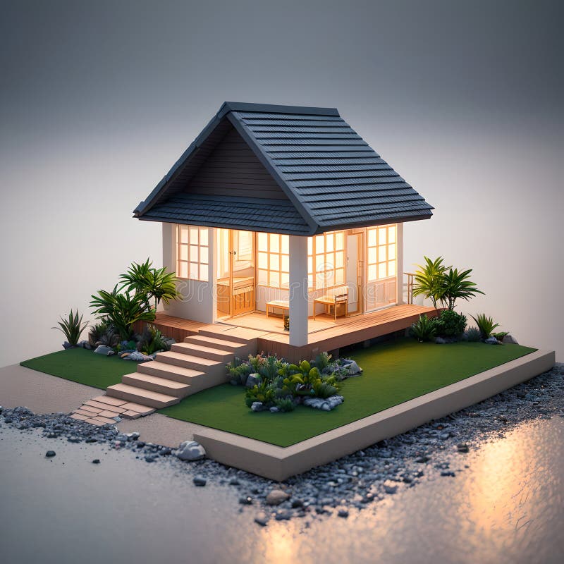 3D Reference Model of a Cute Small House for Warm Climate, AI Generated ...
