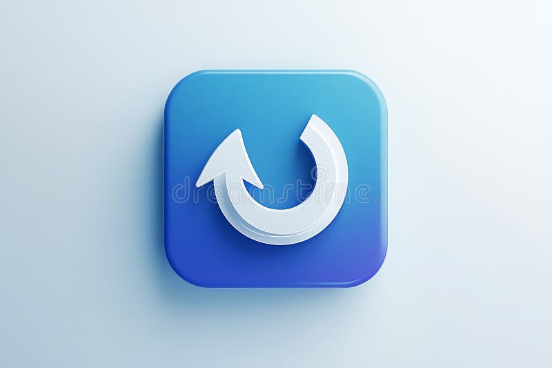 3D Refresh Icon with an Upward Arrow on a Blue Background Stock ...