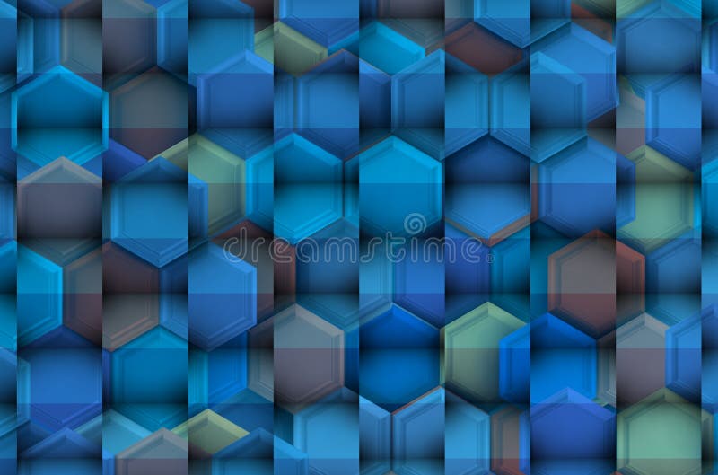 3d Relief with Blue Crystal Shadows and Blue Hexagons Stock ...