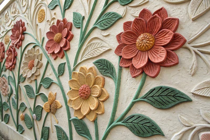 3D Relief Flowers Wallpaper Texture Stock Illustration - Illustration ...