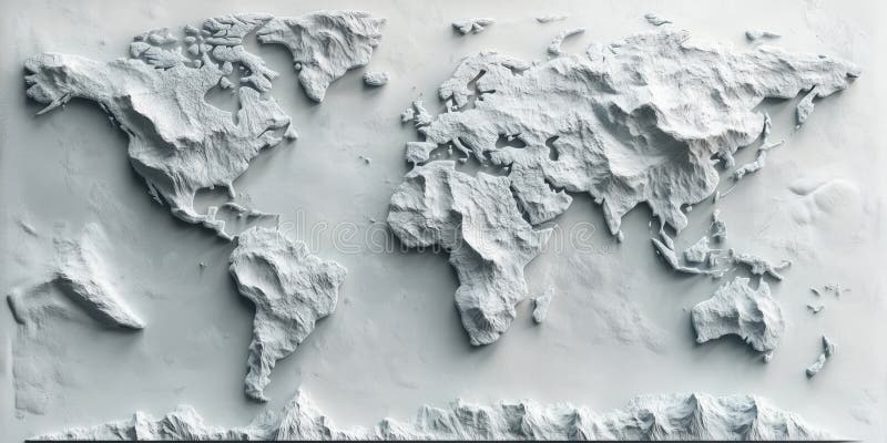 3d Relief Map World Showcasing Topographical Features Landforms Stock ...