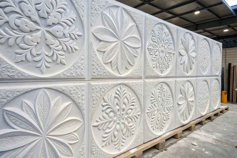 3D Relief Panels Made of White Plastic and Ice Stock Illustration ...
