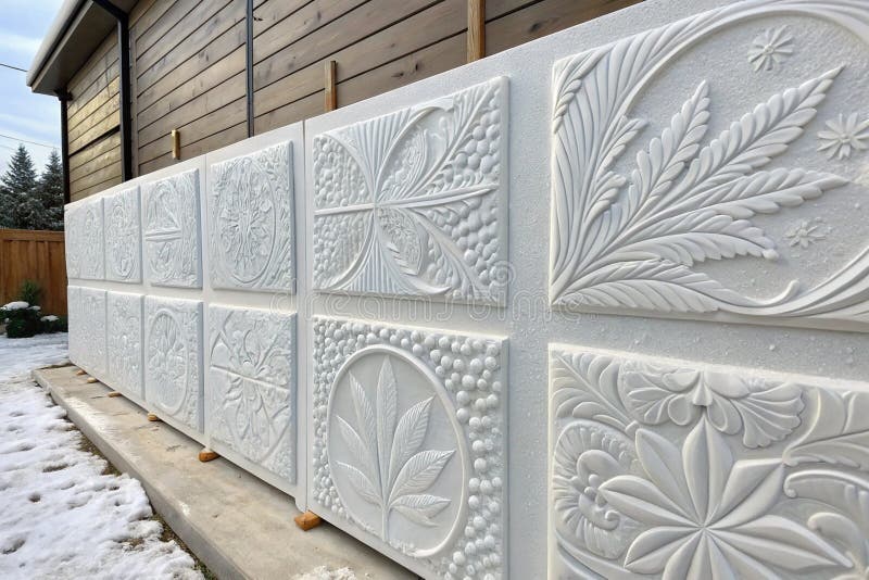3D Relief Panels Made of White Plastic and Ice - Seamless Texture Stock ...