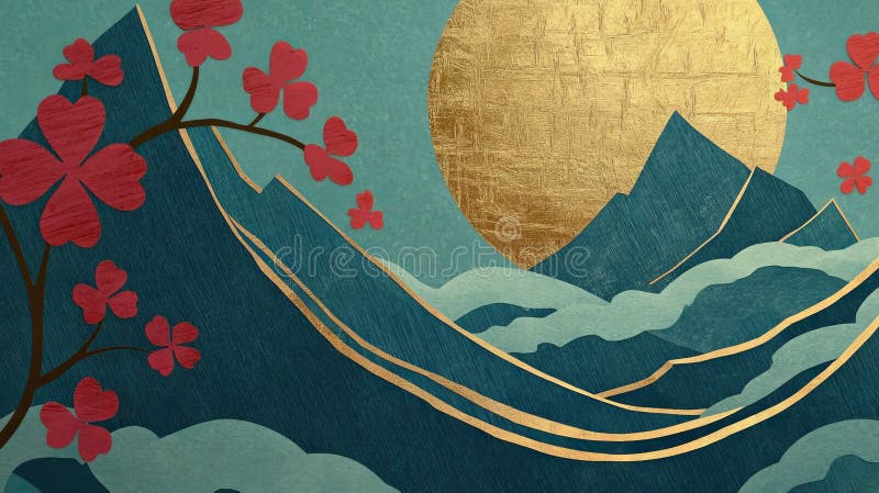 3D Relief Wallpaper with a Modern Design of Cherry Blossom Trees and ...