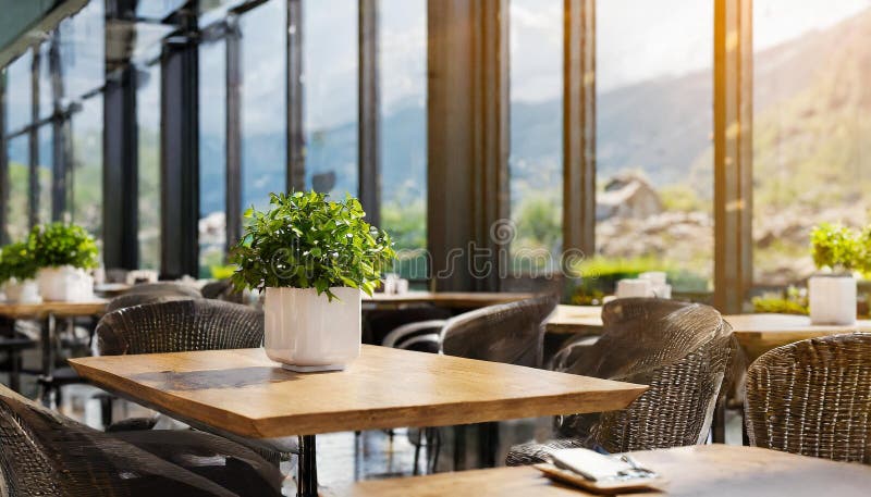 3d Rende Render Luxury Restaurant Cafe Stock Illustration ...