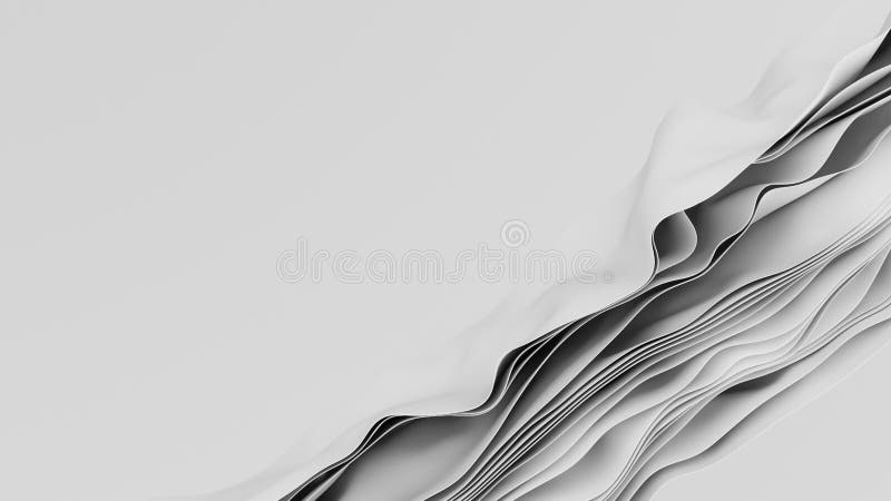 3D Render of Abstract Animation of Beautiful White Ribbons with Soft ...